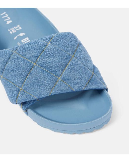 Birkenstock Sylt Quilted Denim Slides in Blue | Lyst