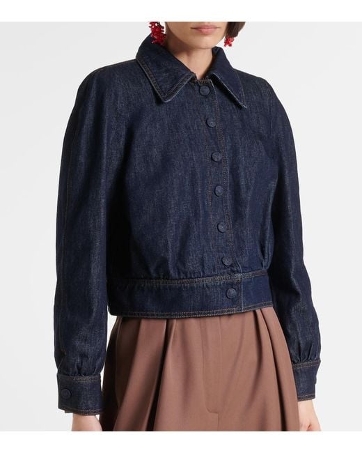 Dries Van Noten Cropped Denim Jacket in Blue | Lyst