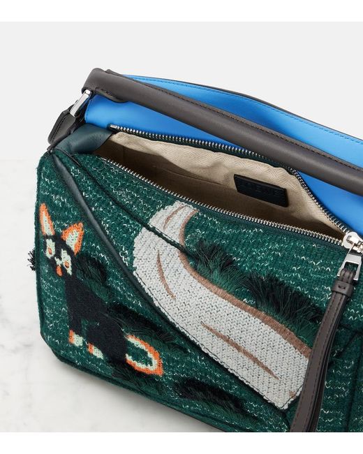 Loewe X Louis Wain Futurist Cat Puzzle Tote Bag in Green | Lyst UK
