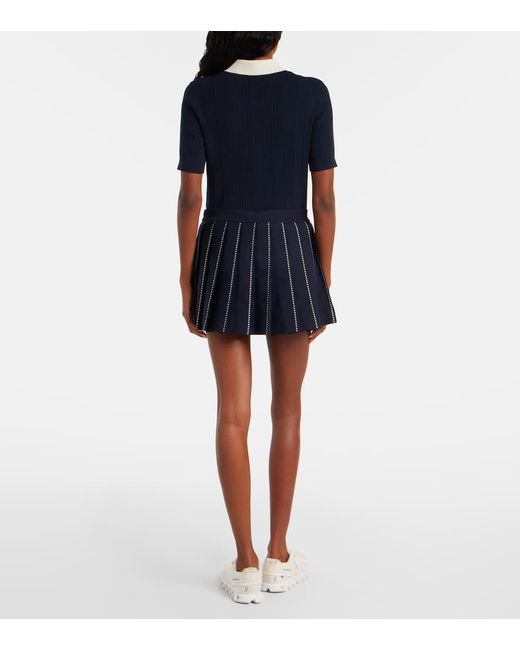 Tory Burch Embroidered Pleated Tennis Skirt in Blue | Lyst