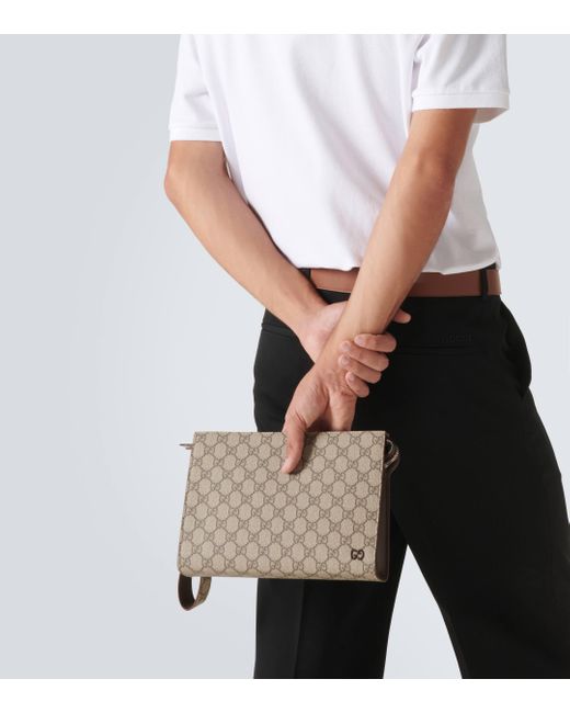 Gucci Gg Canvas Pouch in Metallic for Men | Lyst UK