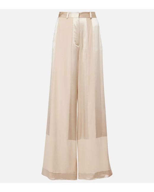 JOSEPH Corto Paneled Silk Satin Straight Pants in Natural | Lyst UK