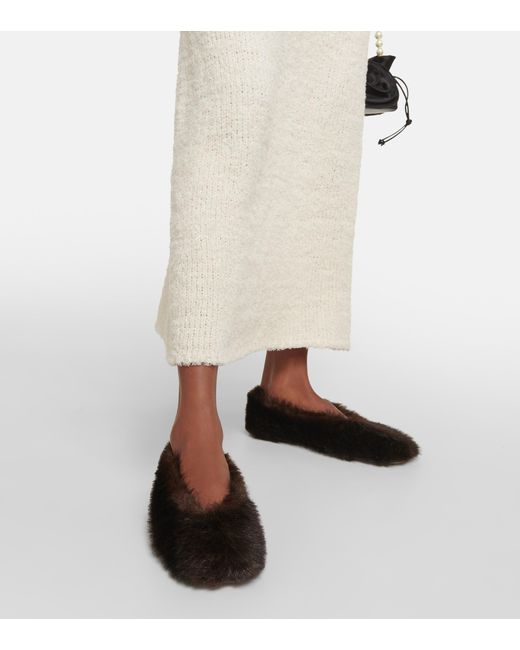 Magda Butrym Faux-fur Ballet Flats in Brown | Lyst