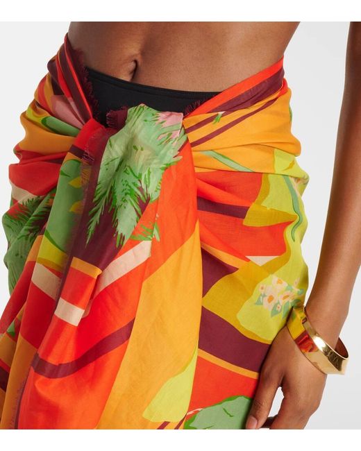 ALÉMAIS Palm Island Cotton Beach Cover-Up in Orange | Lyst