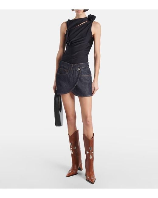 Coperni Petal Bridge Leather Cowboy Boots in Brown | Lyst