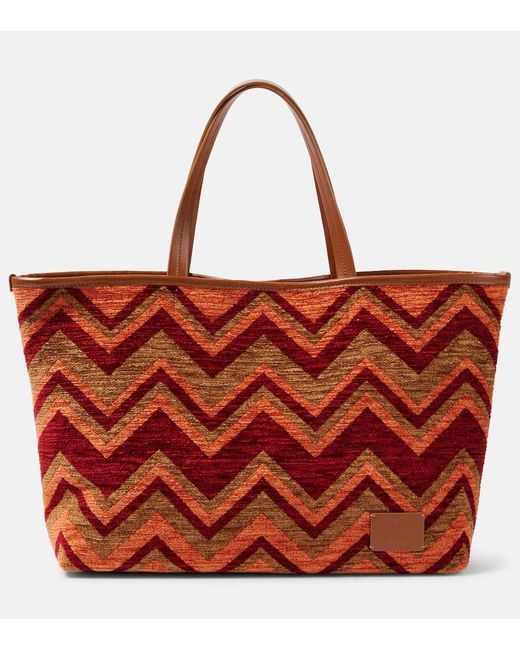 Missoni Zigzag Medium Canvas Tote Bag in Red | Lyst