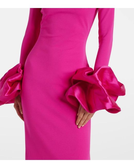 Solace London Viviana Satin-trimmed Crepe Gown in Pink | Lyst