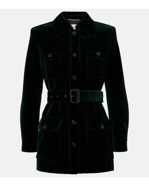 Saint Laurent Saharienne Cotton Velvet Jacket in Black | Lyst