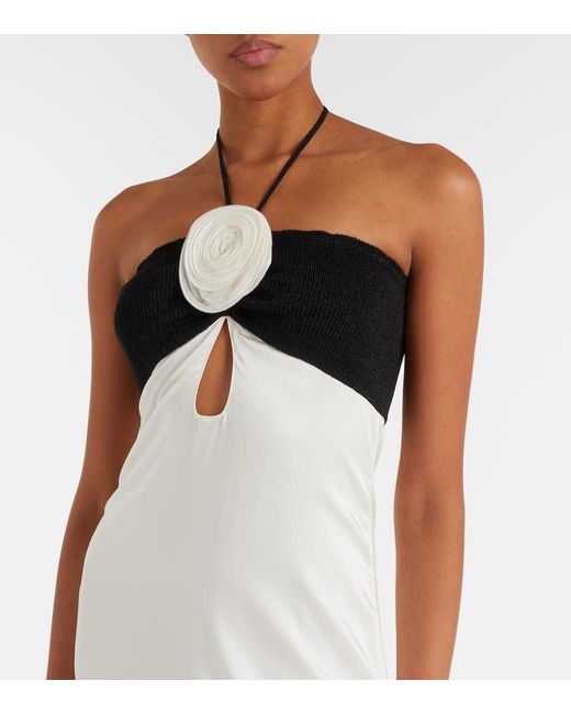 SAME Floral-Applique Silk-Blend Maxi Dress in White | Lyst UK
