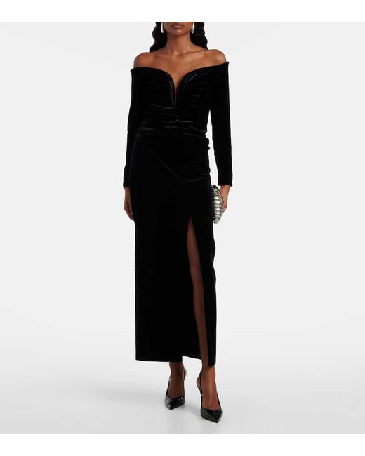 Roland Mouret Off-Shoulder Velvet Top in Black | Lyst UK