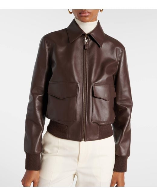 Ralph Lauren Sullivan Leather Bomber Jacket in Brown | Lyst UK