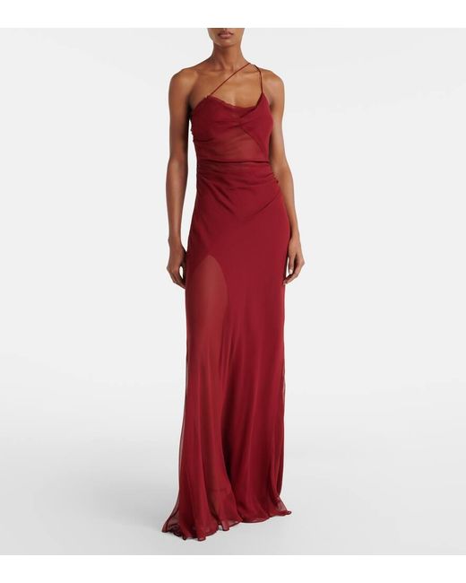 The Sei Sheer Silk Chiffon Gown in Red | Lyst UK