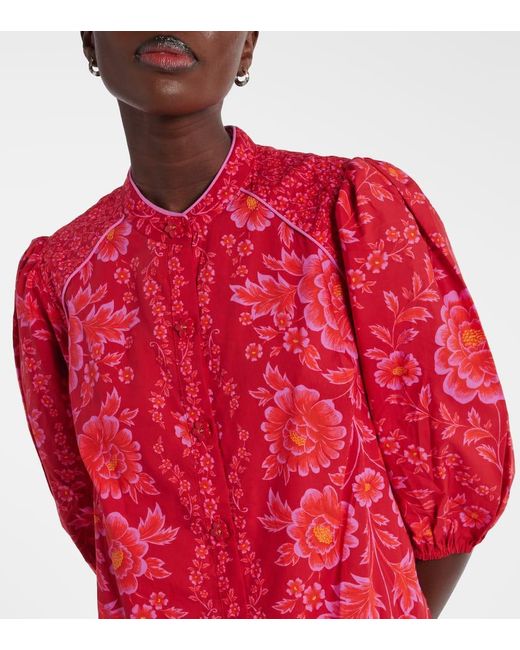FARM Rio Floral Cotton Minidress in Red | Lyst