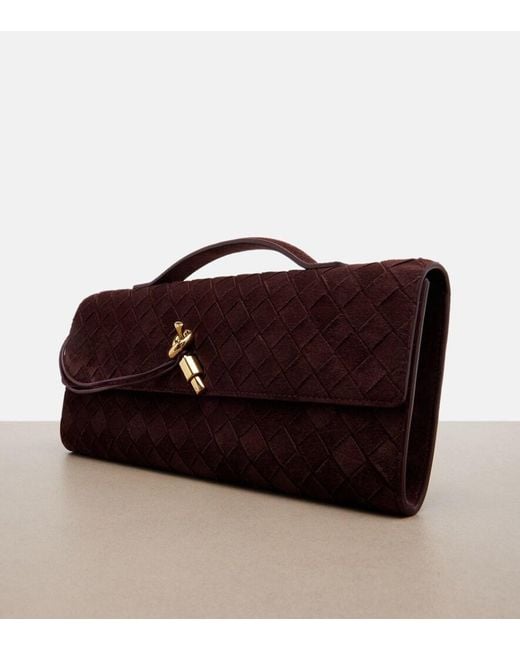Bottega Veneta Andiamo Suede Clutch in Red | Lyst UK