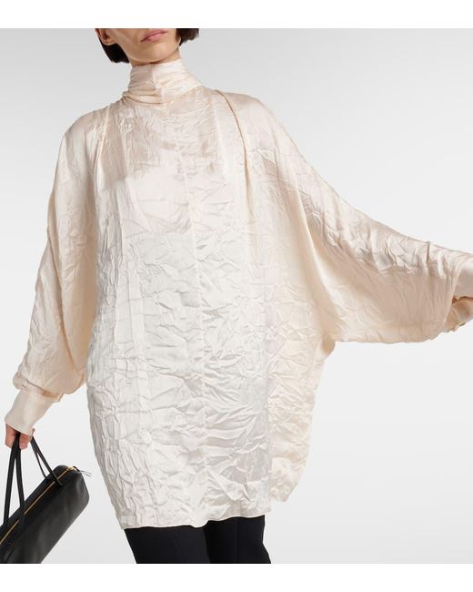 Khaite Bex Satin Top in White | Lyst