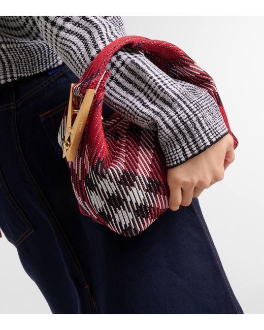 Burberry Peg Small Jacquard Duffel Bag in Red | Lyst UK