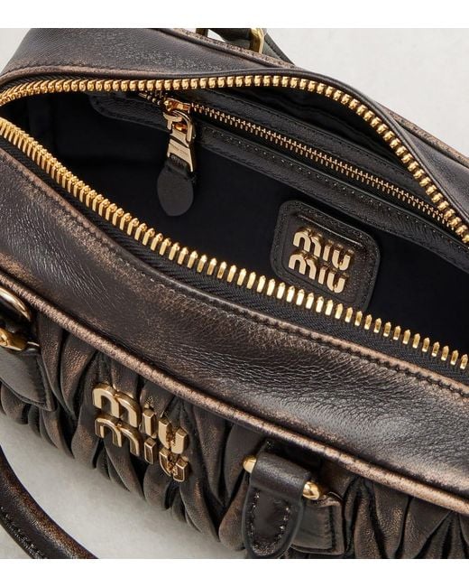 Miu Miu Arcadie Matelasse Leather Tote Bag in Black | Lyst UK