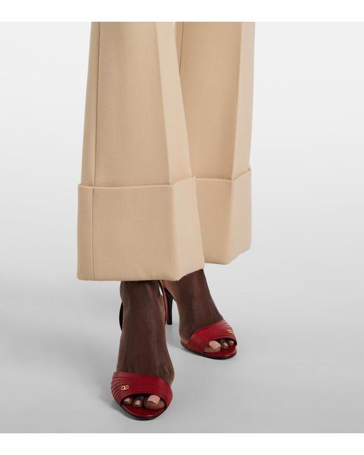 Valentino Virgin Wool Crepe Flared Pants in Natural | Lyst