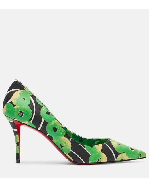 Christian Louboutin Miss Z 80 Printed Satin Pumps in Green | Lyst