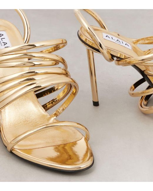 Alaïa Spiral 90 Metallic Leather Sandals | Lyst