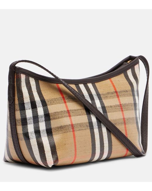 Burberry Highlands Mini Check Shoulder Bag in Natural | Lyst UK