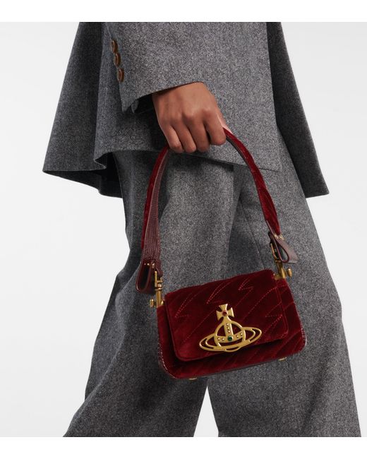 Vivienne Westwood Hazel Small Velvet Shoulder Bag in Red | Lyst