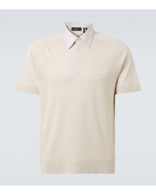dunhill Linen And Silk Polo Shirt in Natural for Men | Lyst