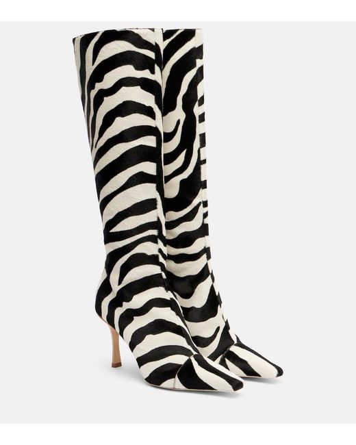 Jimmy Choo X Conner Ives Gloria 85 Pony Hair Zebra Knee-High Boots in ...