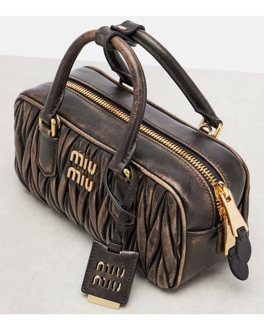 Miu Miu Arcadie Matelasse Leather Tote Bag in Black | Lyst UK