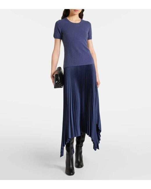 JOSEPH Ade Plisse Crepe Midi Skirt in Blue | Lyst