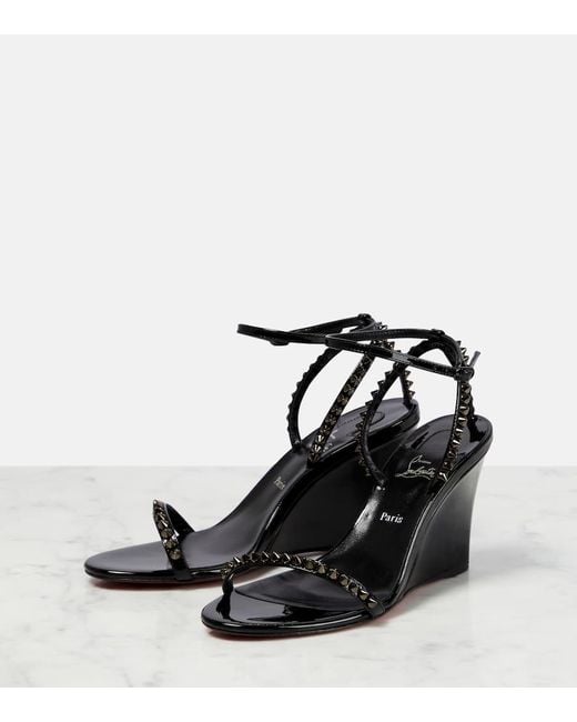 Christian Louboutin So Me 85 Leather Wedge Sandals in Black | Lyst UK