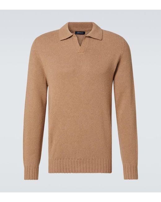 Thom Sweeney Cashmere Polo Sweater in Brown for Men | Lyst