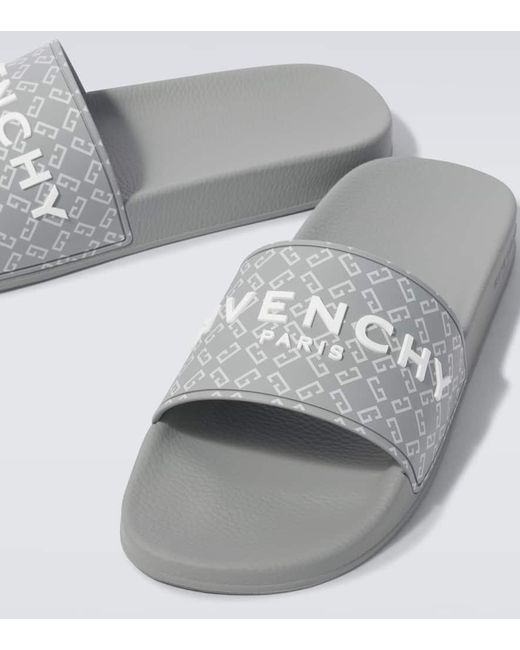 Givenchy Logo Monogram Slides in Gray for Men | Lyst