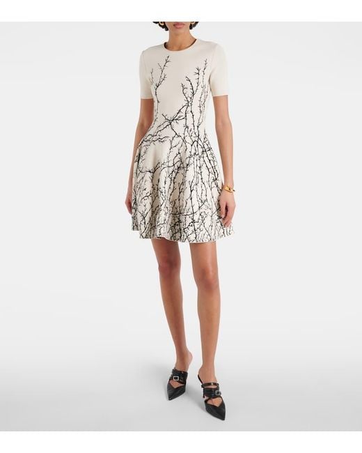 Alexander McQueen Thorn Branches Jacquard Minidress in White | Lyst