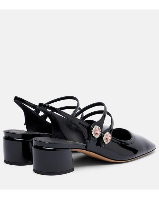 Ferragamo Milly Patent Leather Slingback Pumps in Black | Lyst