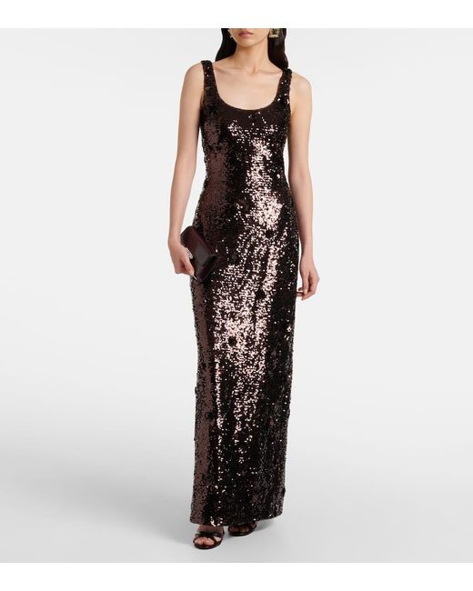 Jonathan Simkhai Bex Embellished Gown in Brown | Lyst UK