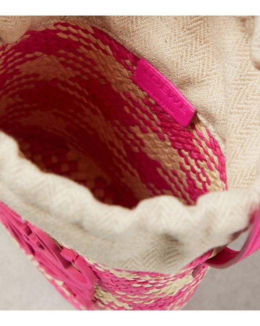Loewe Square Mini Raffia Crossbody Bag in Pink | Lyst