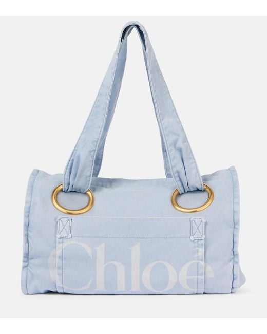 Chloé Plage Logo Tote Bag in Blue | Lyst
