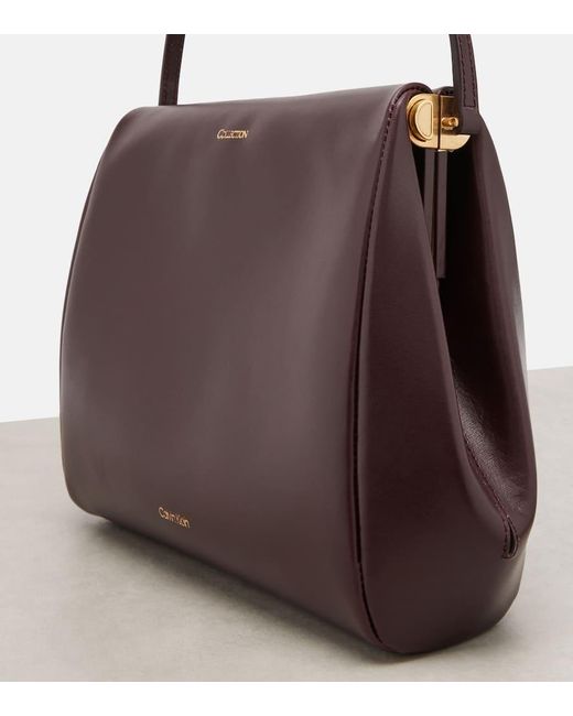 Calvin Klein Tina Medium Leather Shoulder Bag in Purple | Lyst