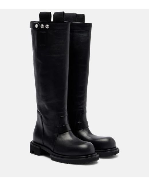 Rick Owens Gabe Leather Knee-High Boots in Black | Lyst UK