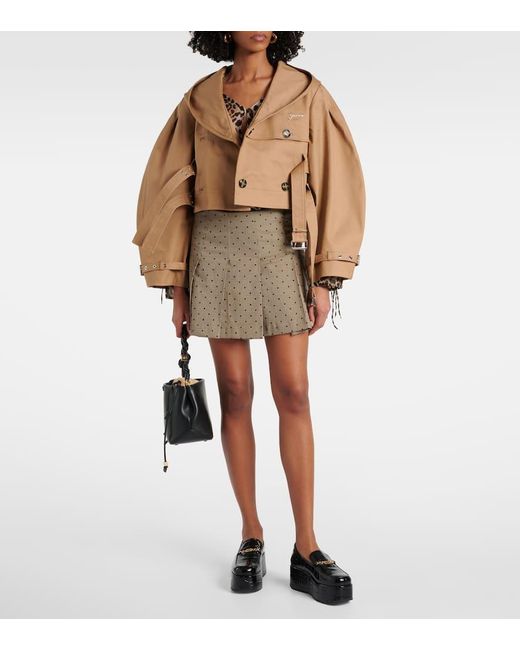 Ganni Double-Breasted Cotton Jacket in Natural | Lyst