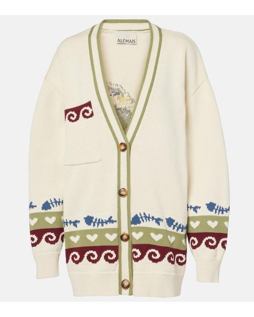 ALÉMAIS Bath House Cotton Cardigan in Natural | Lyst UK