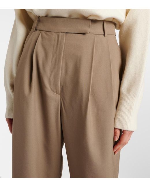 Rohe High-Rise Virgin Wool Barrel-Leg Pants in Natural | Lyst