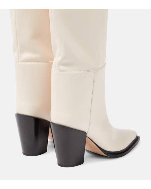 Jimmy Choo Cece 80mm Leather Boots in White | Lyst