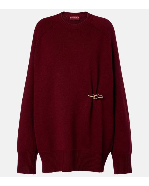 Gucci Horsebit Wool And Cashmere Sweater in Red | Lyst