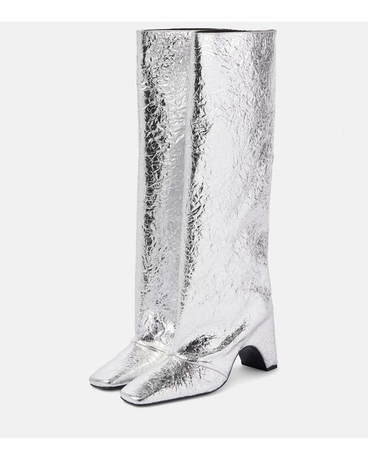 Coperni Foil Bridge 85 Leather Knee-High Boots in Gray | Lyst