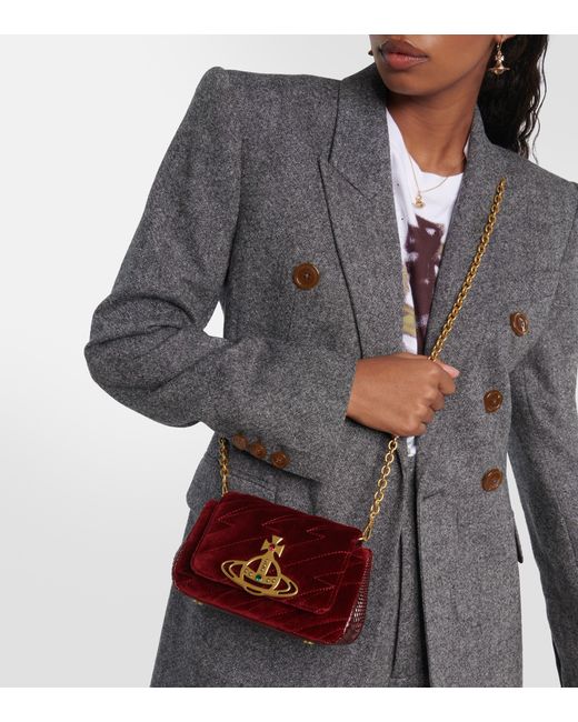 Vivienne Westwood Hazel Small Velvet Shoulder Bag in Red | Lyst