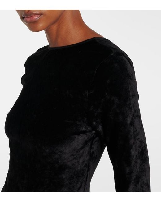 Polo Ralph Lauren Velvet Midi Dress in Black | Lyst