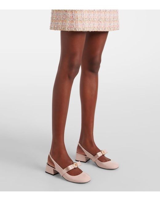 Versace Gianni Ribbon Patent Leather Slingback Pumps in Pink | Lyst