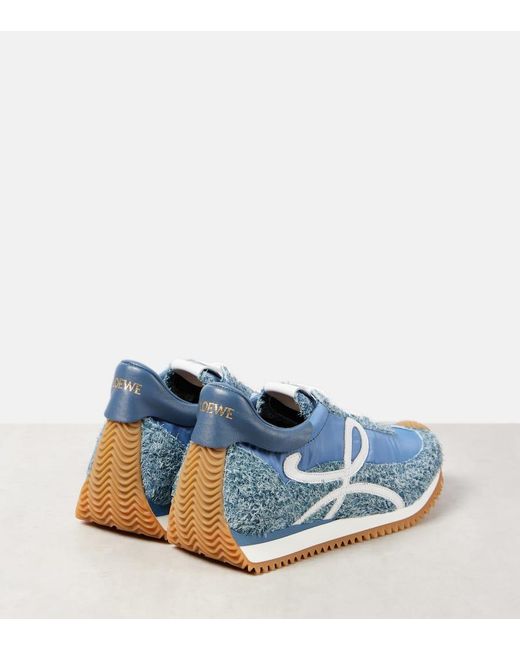 Loewe Flow Runner Suede-Trimmed Denim Sneakers in Blue | Lyst